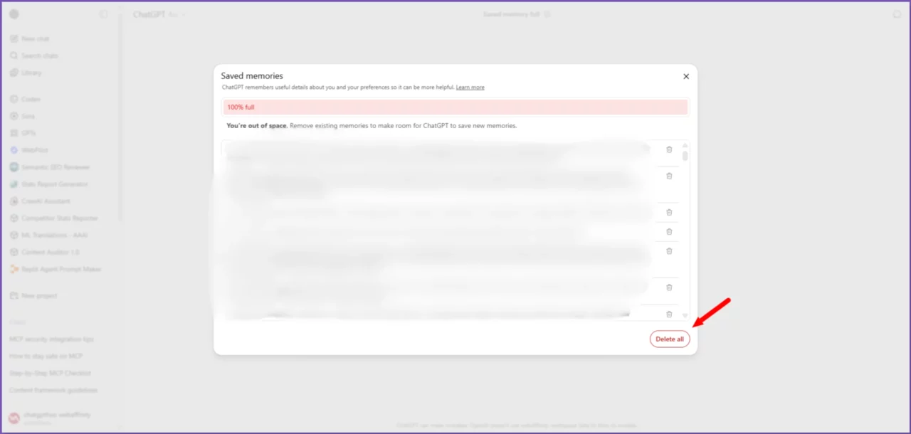 How to Resolve ChatGPT's Memory Full Issue in Just 2 Minutes